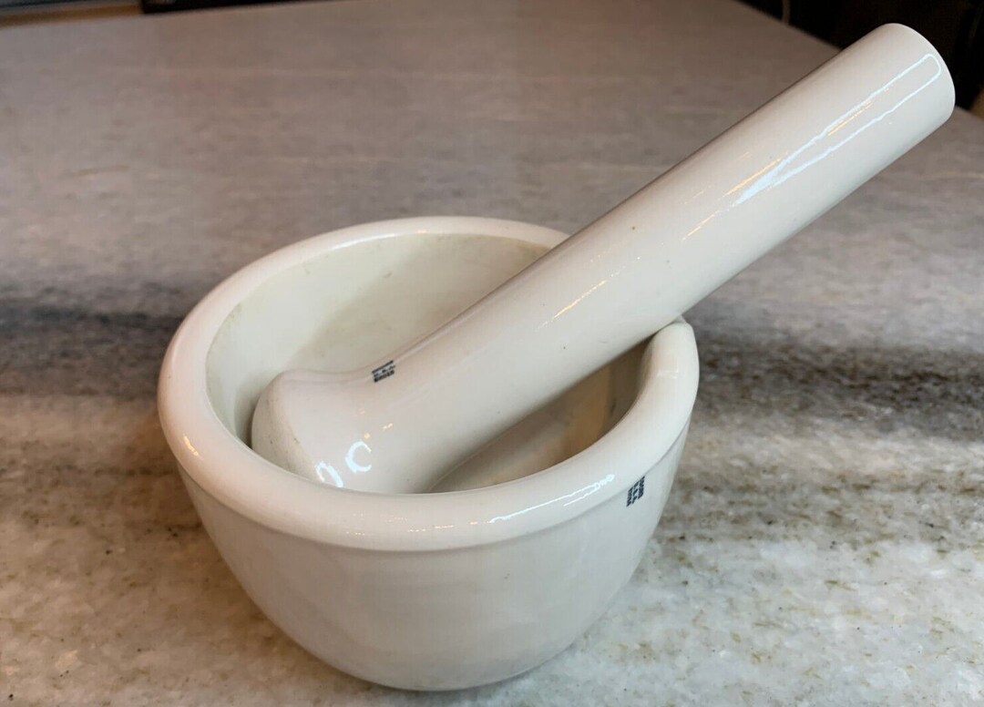 Antique Large Heavy-duty Druggist Mortar/pestle Coors Porcelain ...