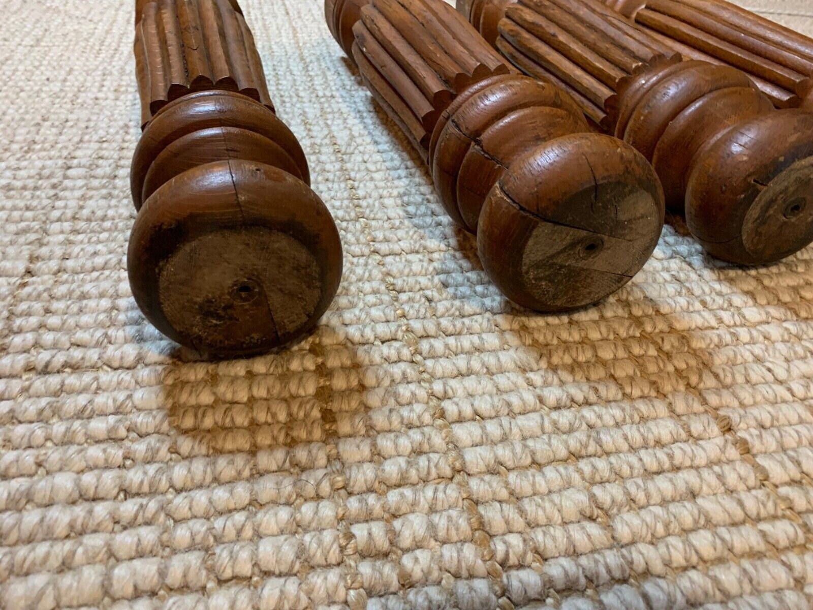 Antique Oak Wood Wooden Turned Table Legs Large Extra Wide 24 T X 4.75 ...