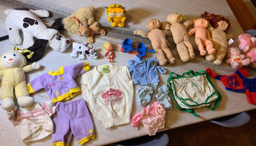 Vintage 80 90s Care Bears Cabbage Patch Kids Puppy Pound Dolls Stuffed ...