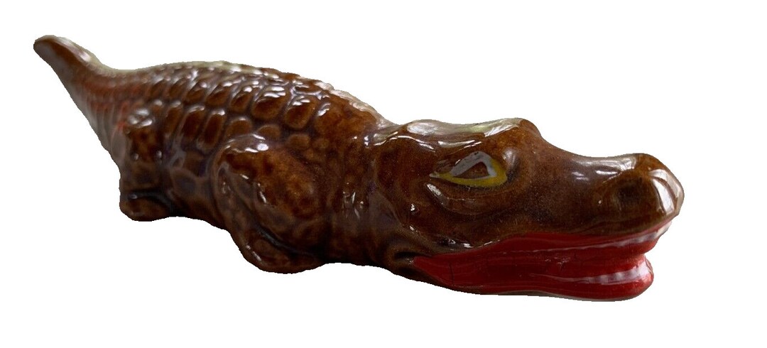 Antique Vintage Cold Painted Japanese Ceramic Alligator Crocodile ...