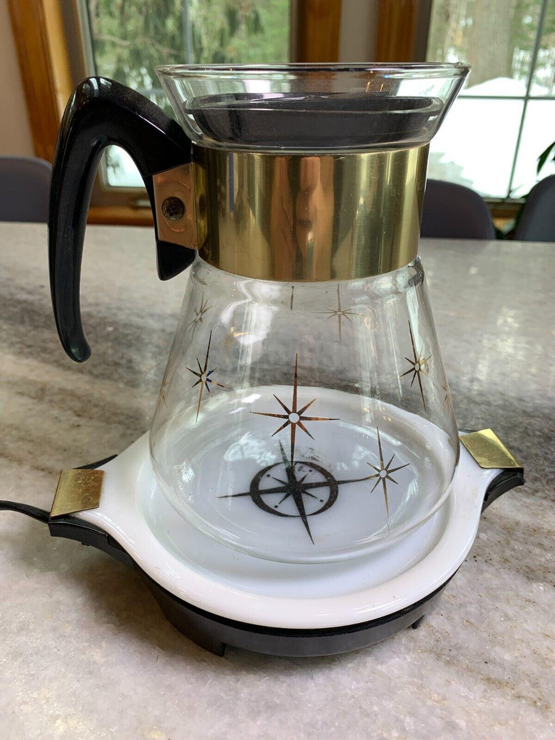 Vintage Pyrex Electric Server Warmer Hot Plate Compass Glass Coffee ...