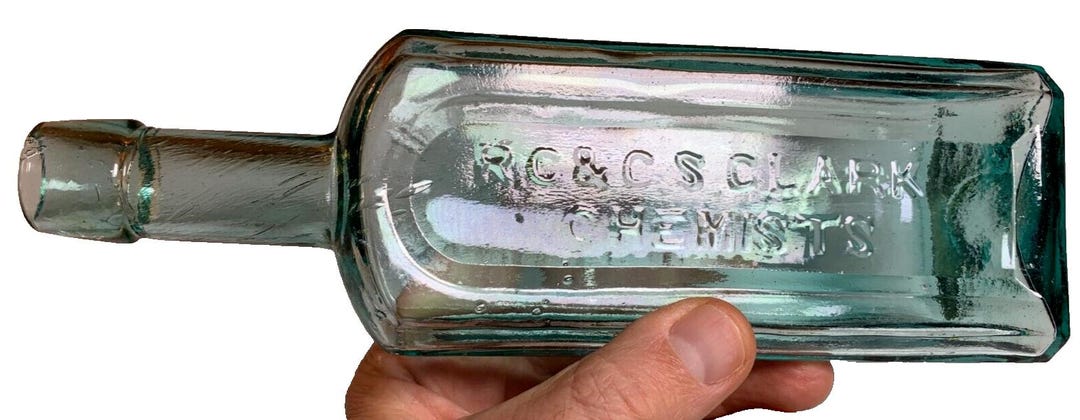 Antique 1860s Applied Top Clark Chemists Pharmacy Med Bottle Auburn New ...