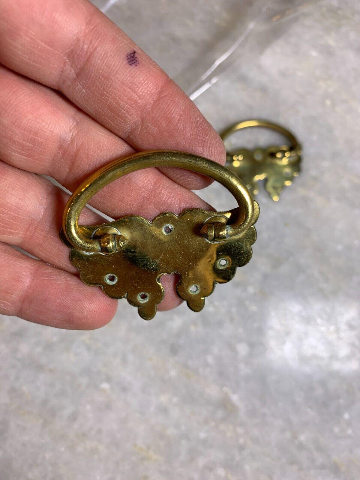 Antique Vintage Brass Metal Asian Chinese Handle Handles Drop Pull ...
