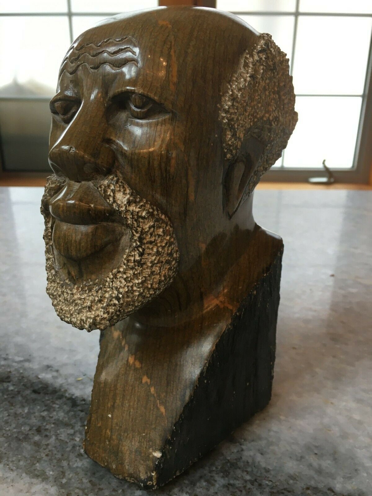 Carved Bearded Black Male Stone Bust/sculpture/figure Head petrified ...