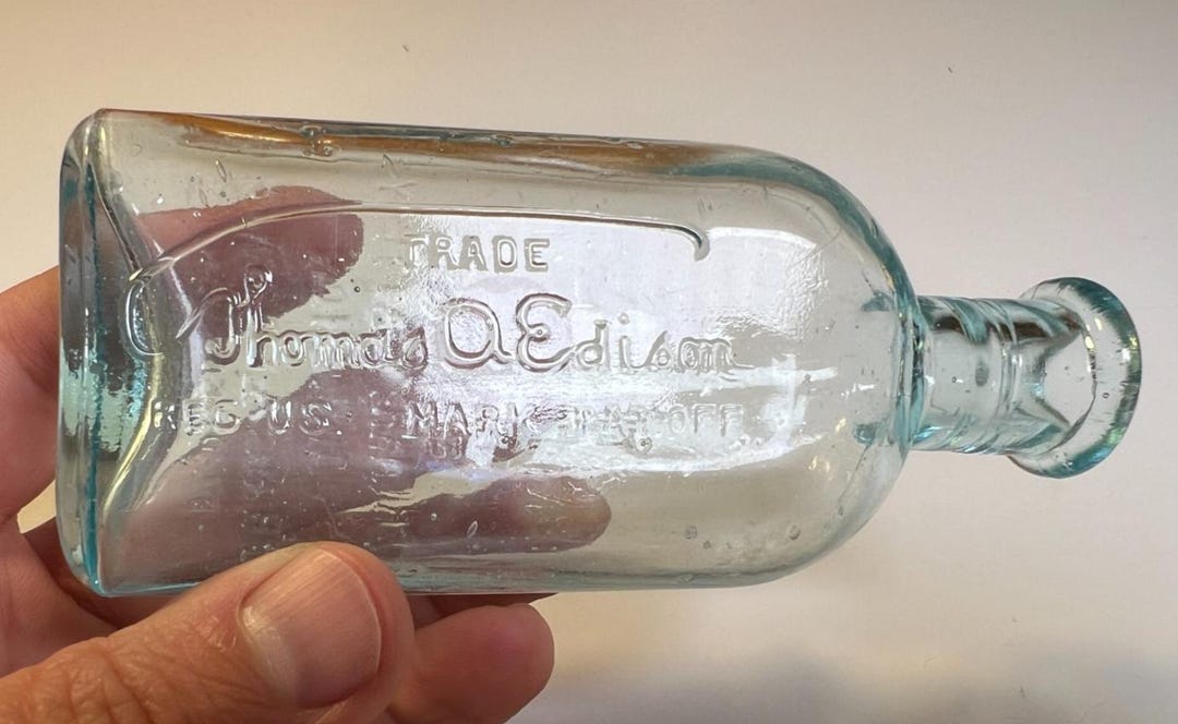 Rare Aqua Thomas Edison Special Battery Oil Bottle Bloomfield New ...