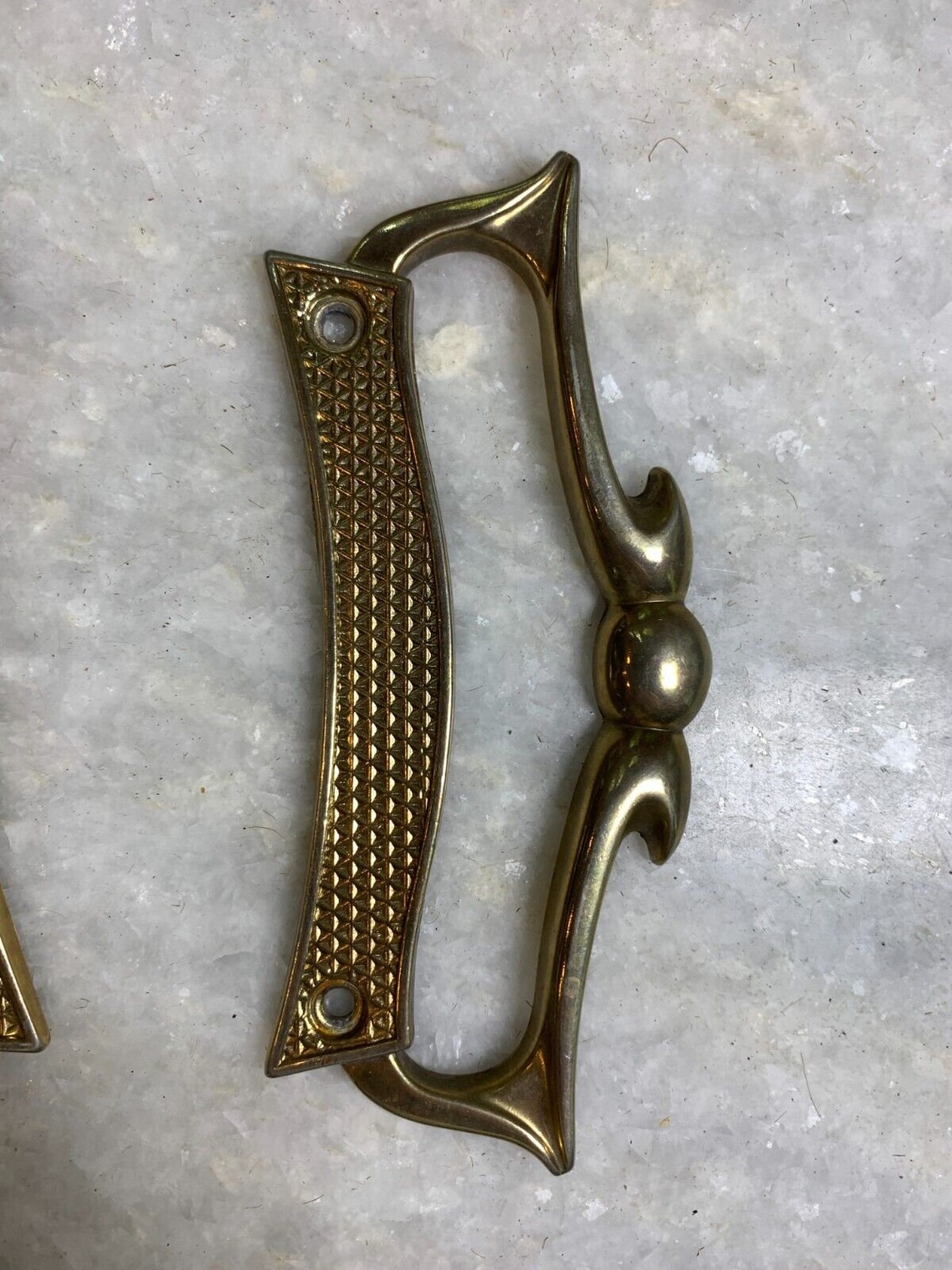 Antique Vintage Mid Century Modern Mcm Steel Metal Handle Handles Gold ...