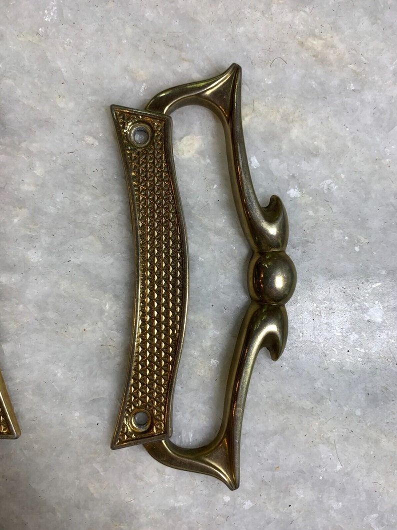 Antique Vintage Mid Century Modern Mcm Steel Metal Handle Handles Gold ...