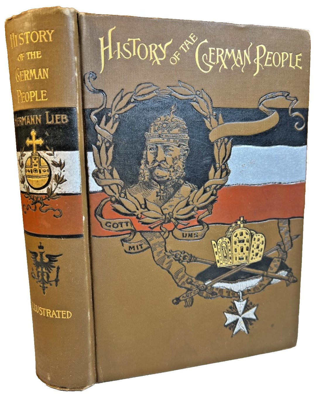 Antique Victorian Book Ornate Fancy Fine History of the German People ...