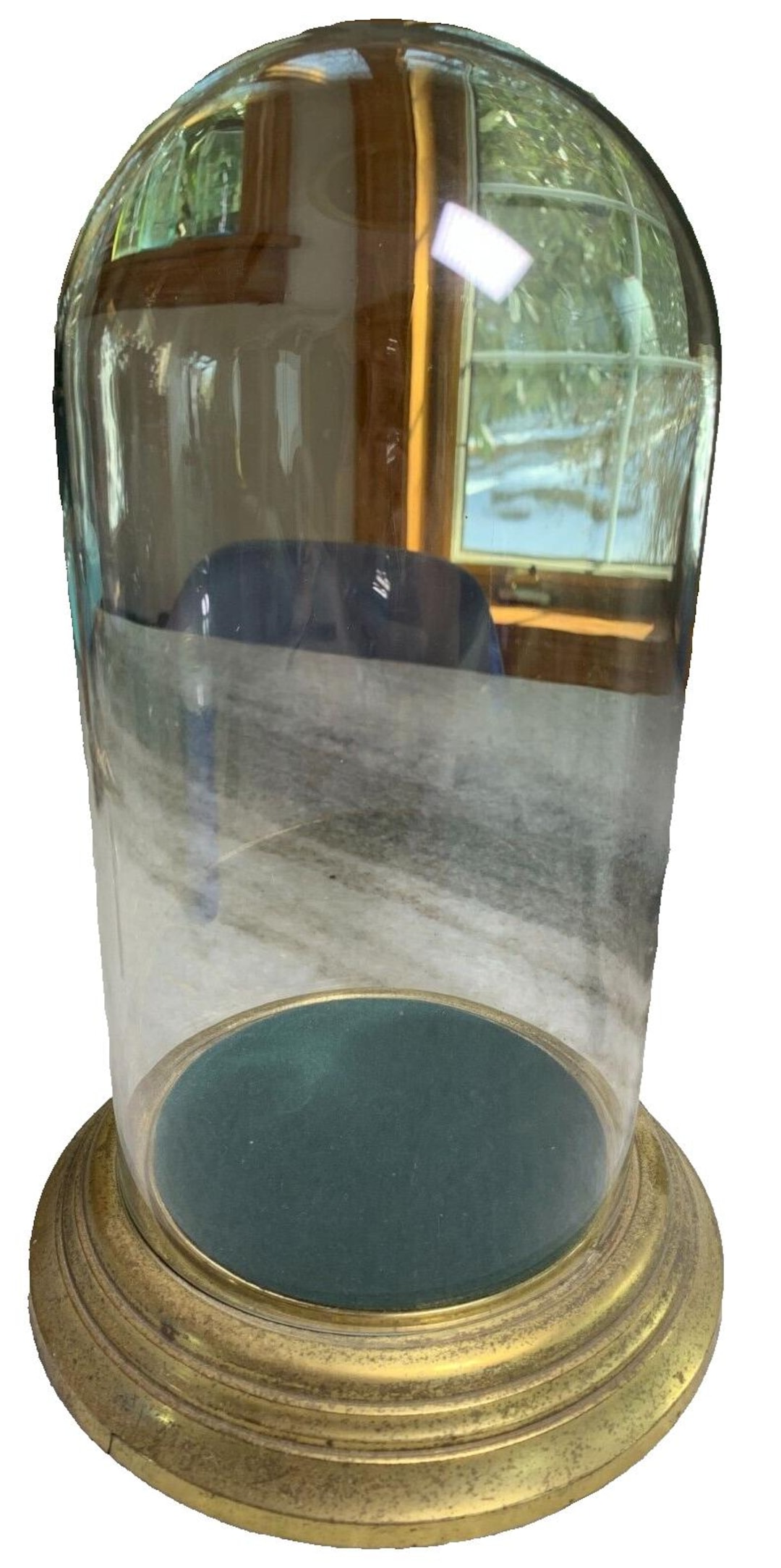 Antique Cut Glass Dome Bell Jar Cloche Specimen Display Case Gold ...
