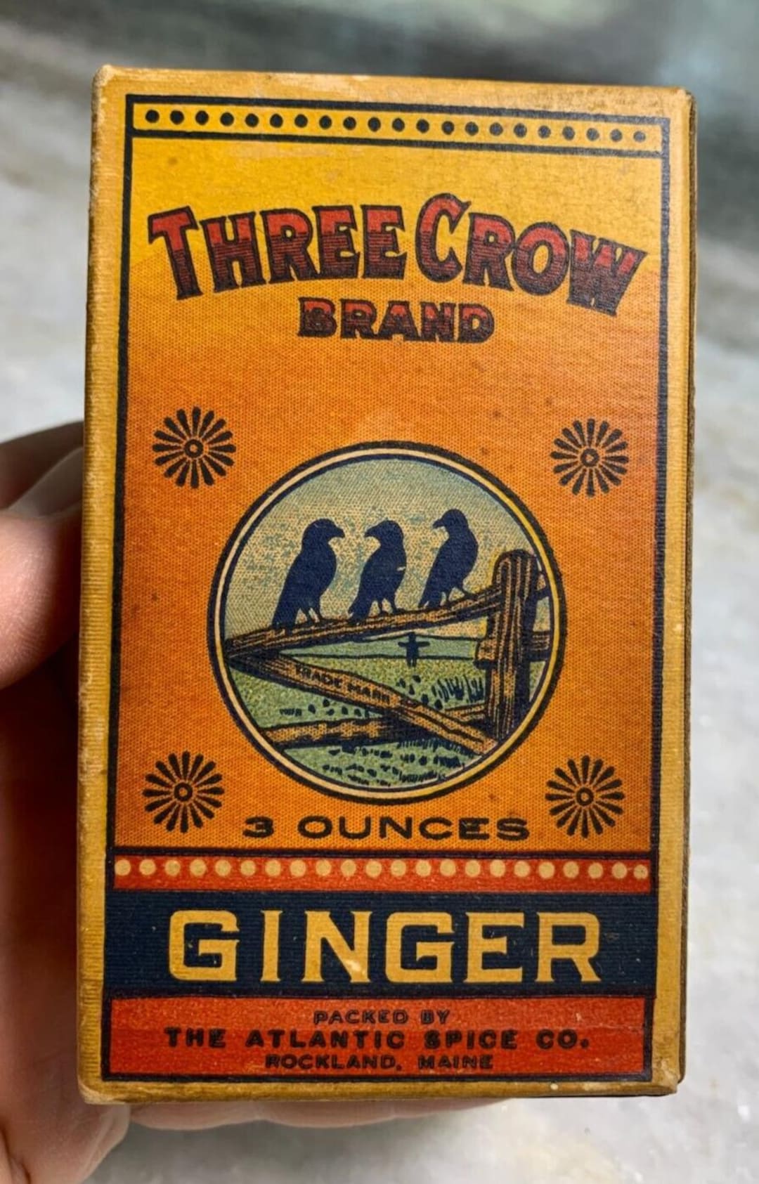 Antique Full Unopened Three 3 Crow Brand Ginger Spice Box Atlantic ...