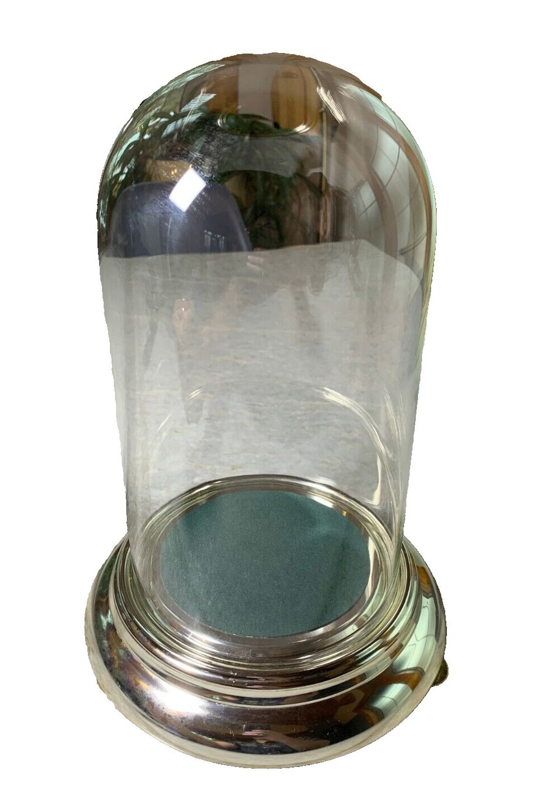 Vintage Glass Dome Bell Jar Cloche Specimen Display Silver Adjustable ...