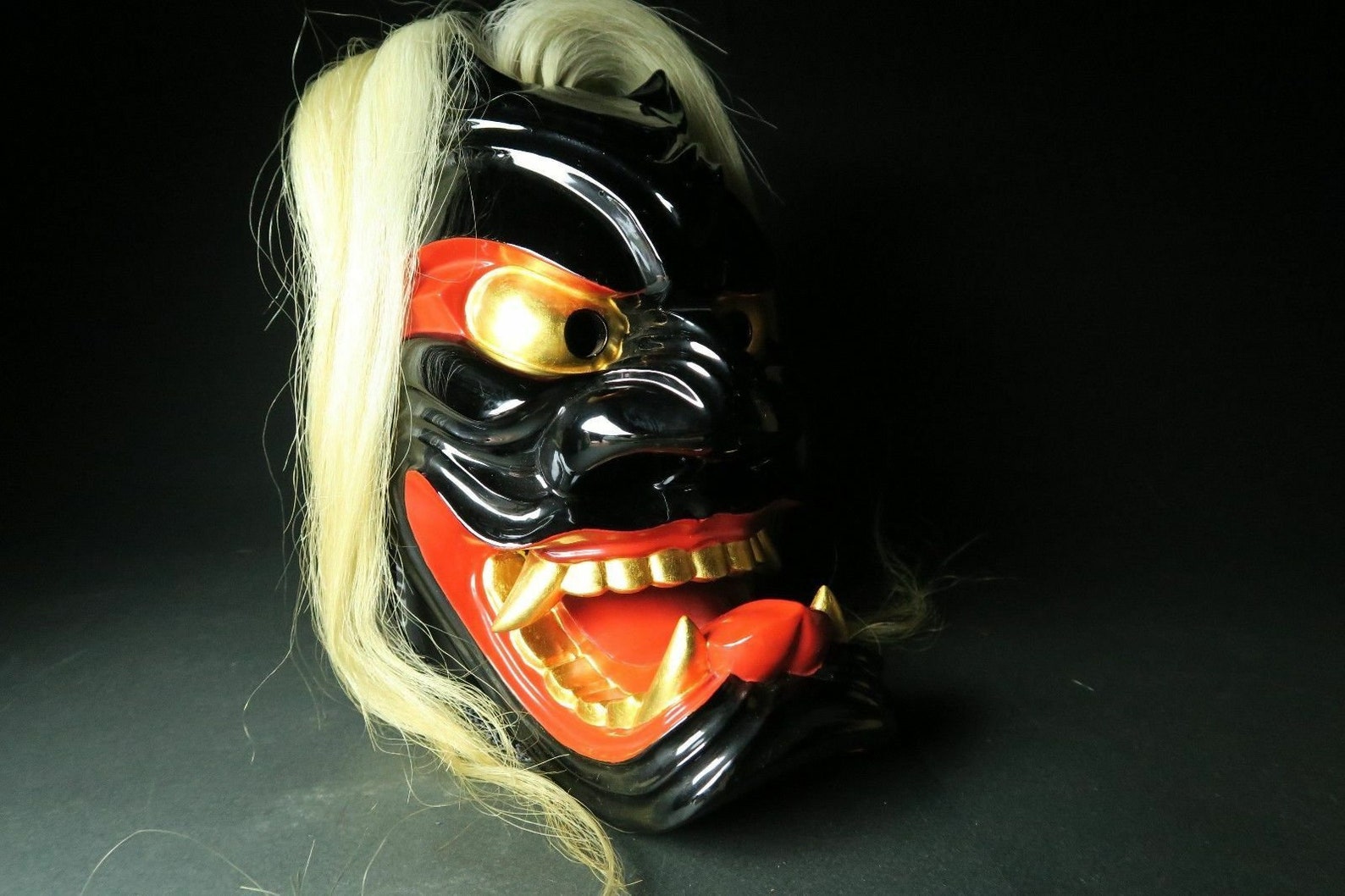 Master Craftsmanship! Japanese Wooden BURYU ONI Mask Japan Kagura Dance ...