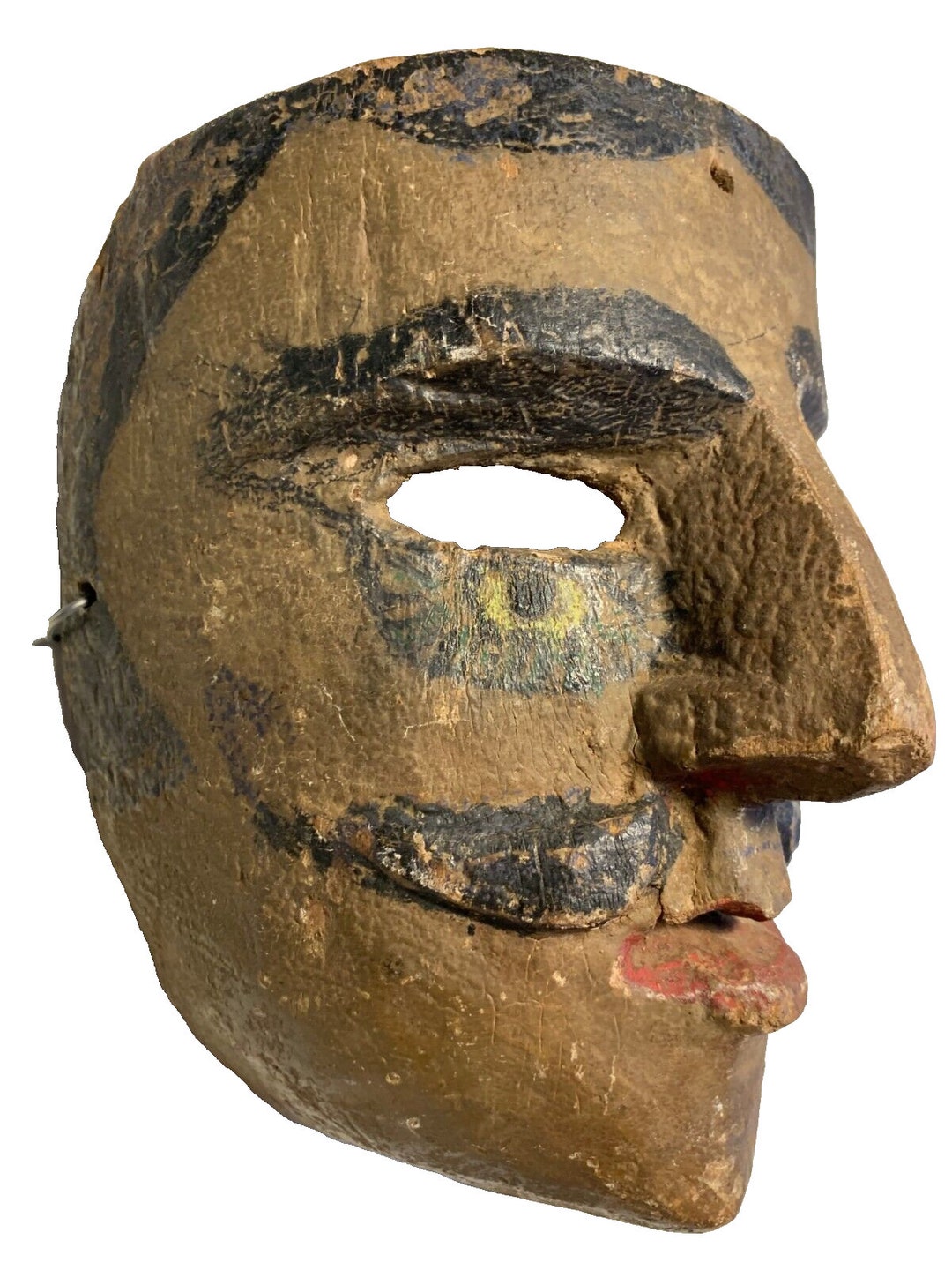 Antique Mexican Mexico Wood Wooden Ethnographic Danced Dance Mask ...