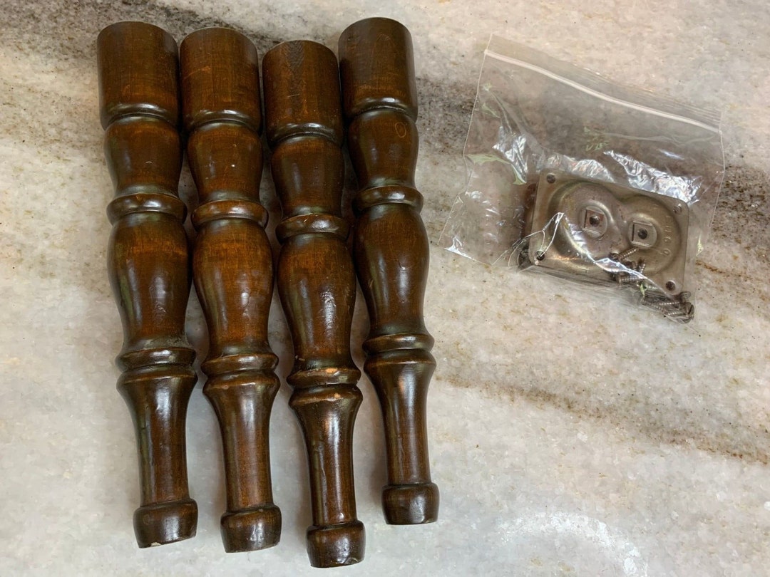 Vintage Mid Century Wood Wooden Table Legs W/mounting Hardware Mcm 11 ...