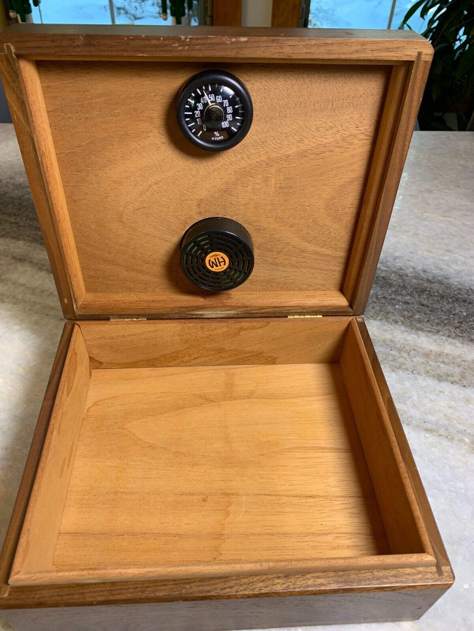 Vintage Solid Wood Wooden Havana Mist Humidor W Hygro Stat Hygrostat ...