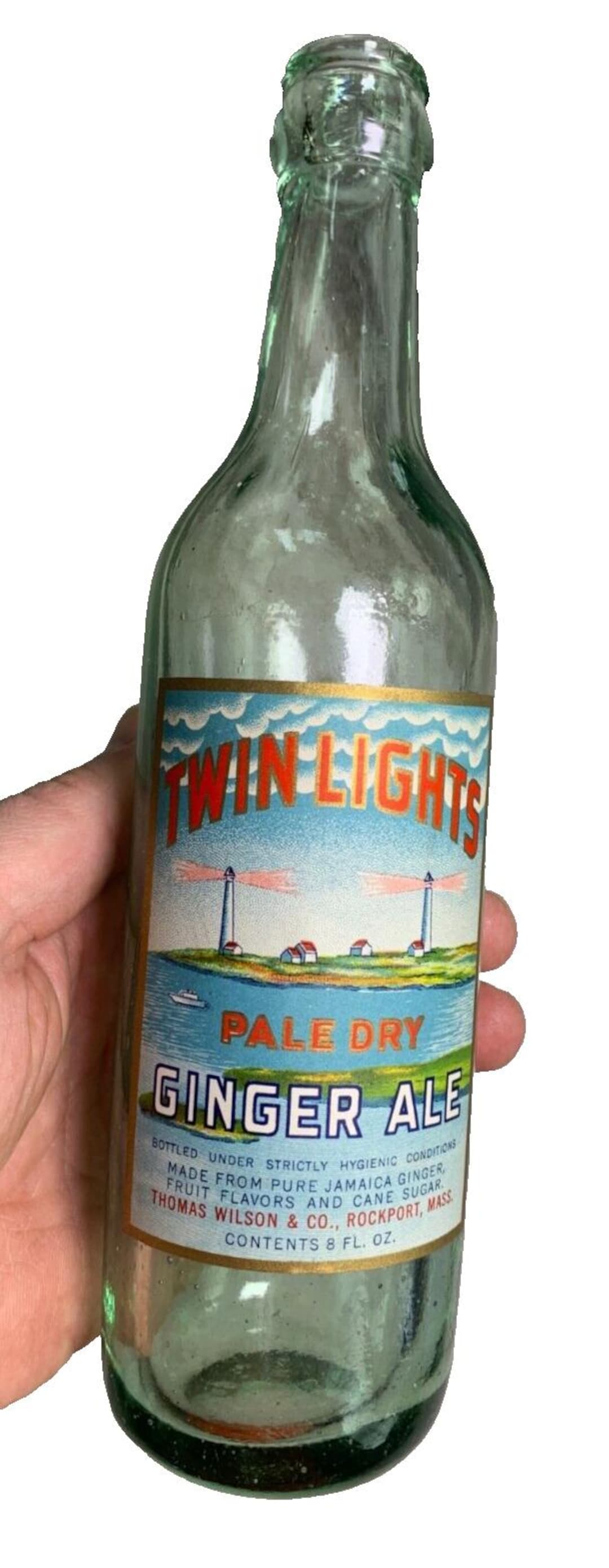 Antique Twin Lights Ginger Soda Bottle Thomas Wilson Rockport Ma Cape ...