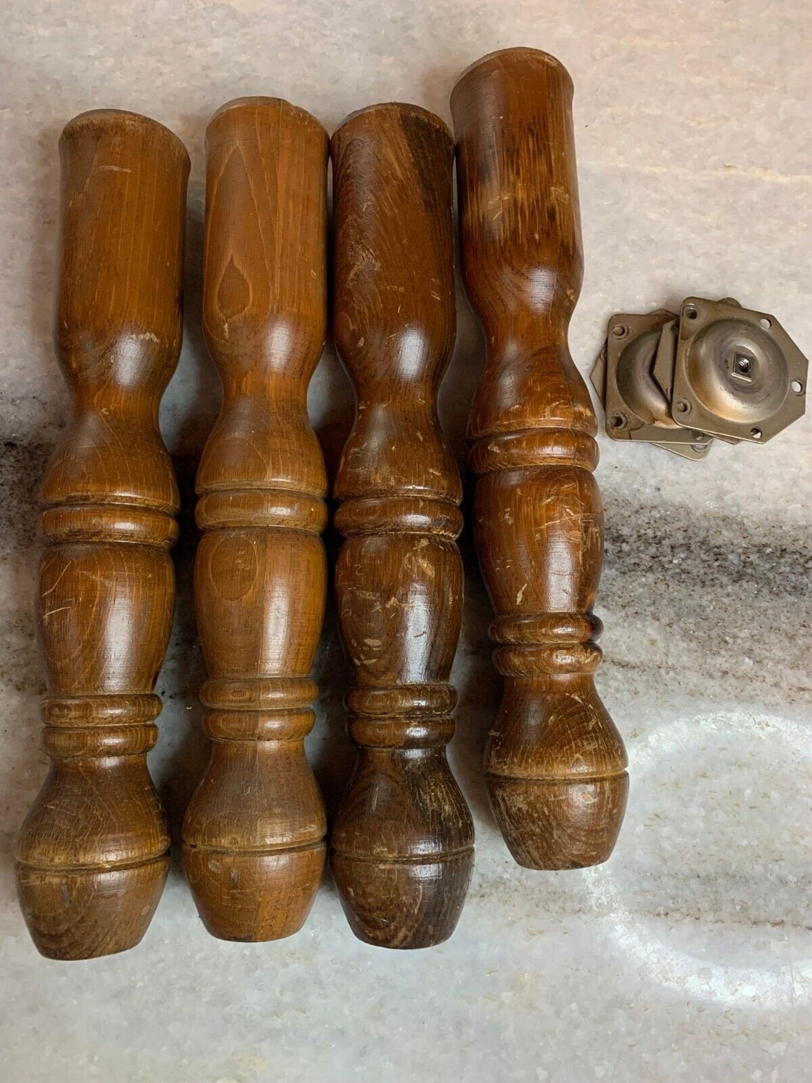 Vintage 50s-60s Brown Spindle Turned Coffee Table Legs Wood 14" W ...
