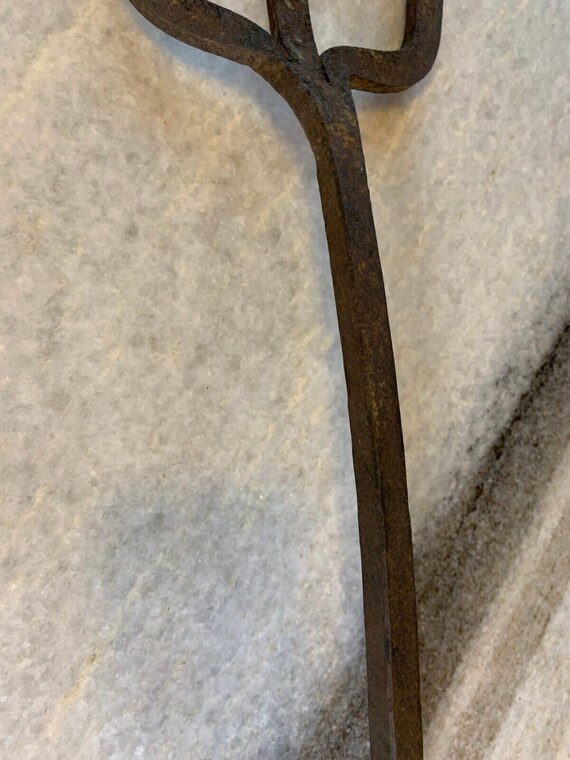 Antique large wrought iron forged metal steel trident… - Gem