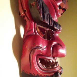 Antique, Danced, Japan/japanese Wooden Ao-oni Mask Used in Annual ...