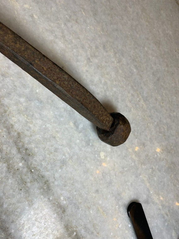 Antique large wrought iron forged metal steel trident… - Gem