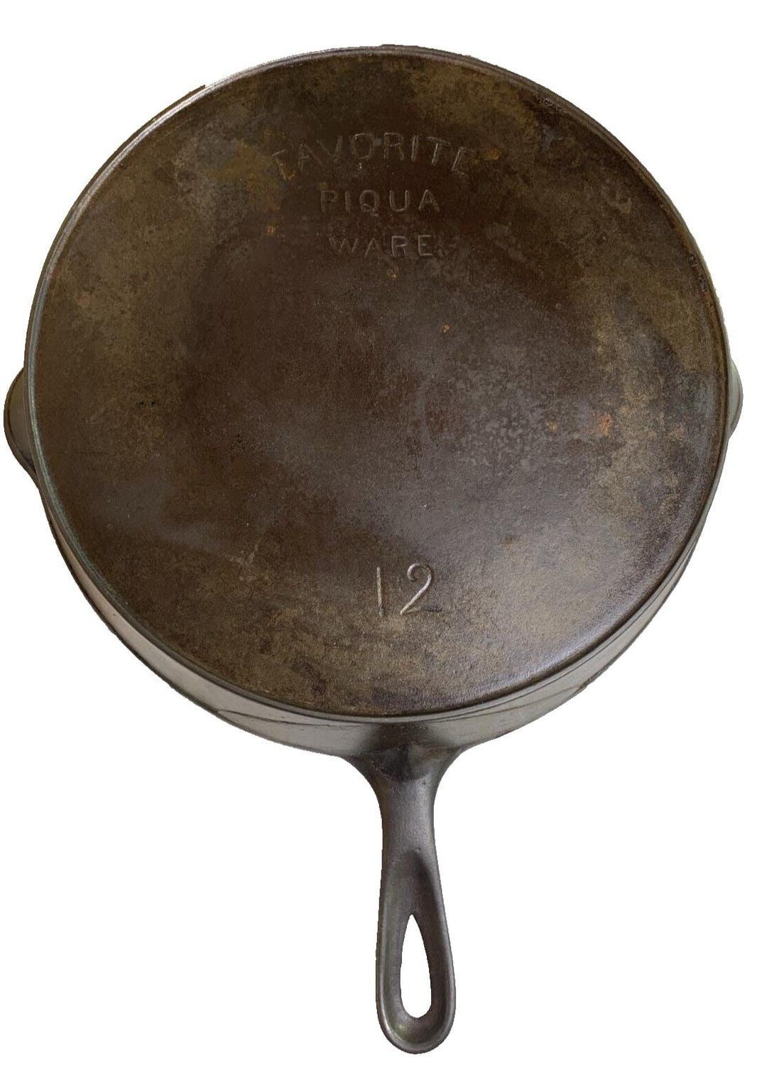 Flat Extra Large 13" Antique Cast Iron Skillet Pan Favorite Piqua Ware ...