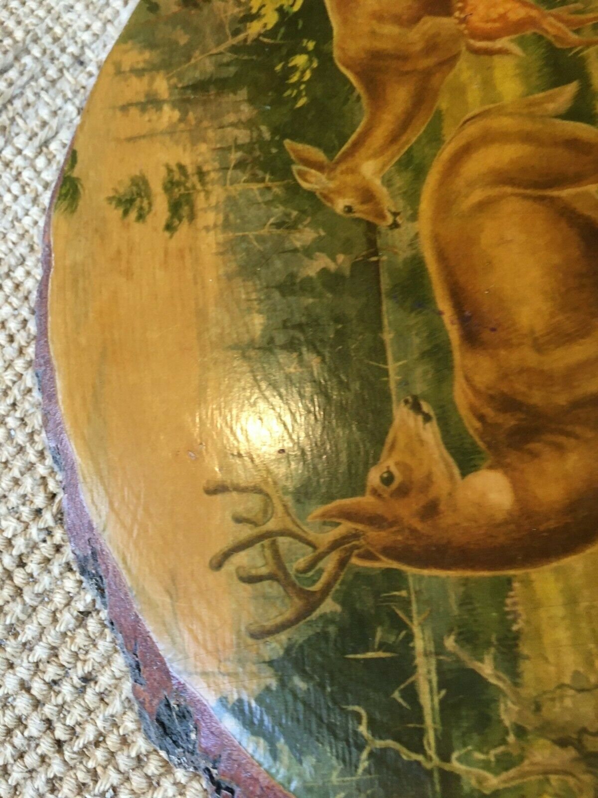 Vintage 1980s Pine Disc/plaque Picture MAINE Whitetail Deer/fawn ...