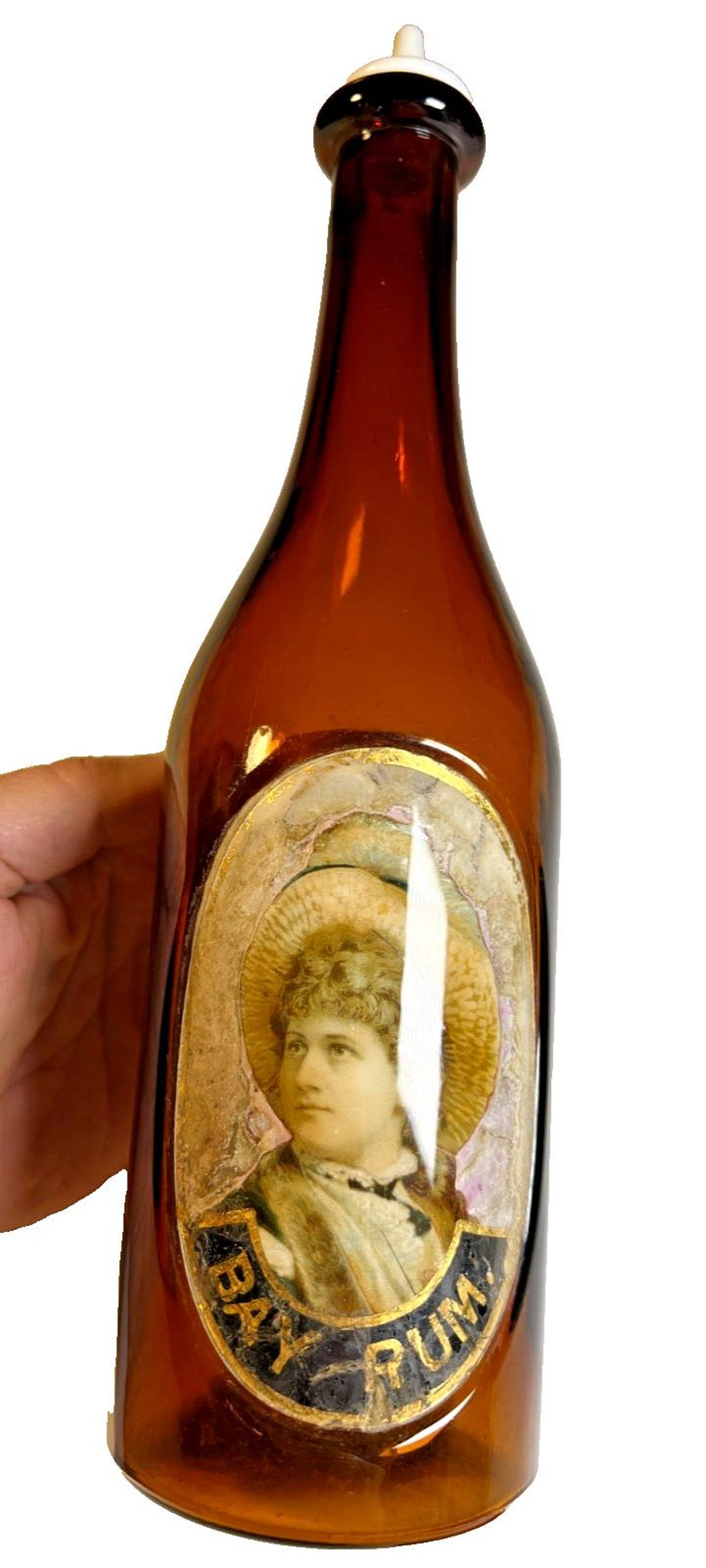 Rare Antique Amber Bay Rum Figural Portrait Chromolithograph Label ...