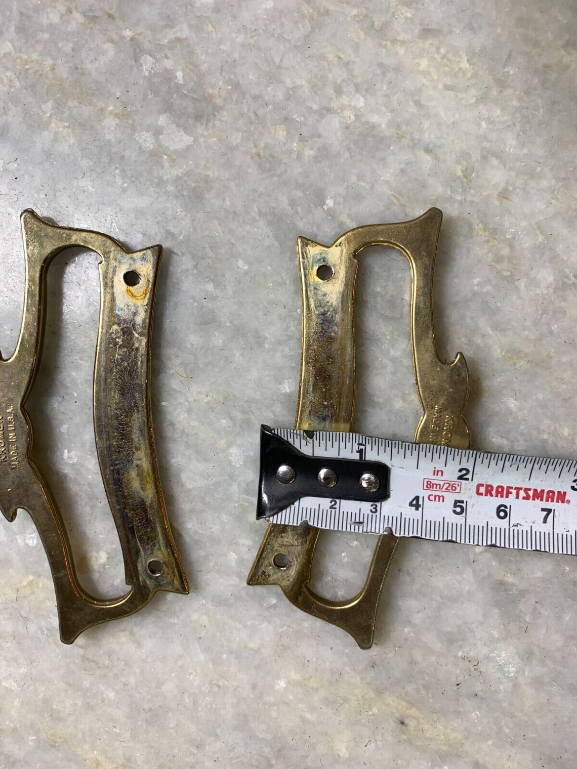 Antique Vintage Mid Century Modern Mcm Steel Metal Handle Handles Gold ...