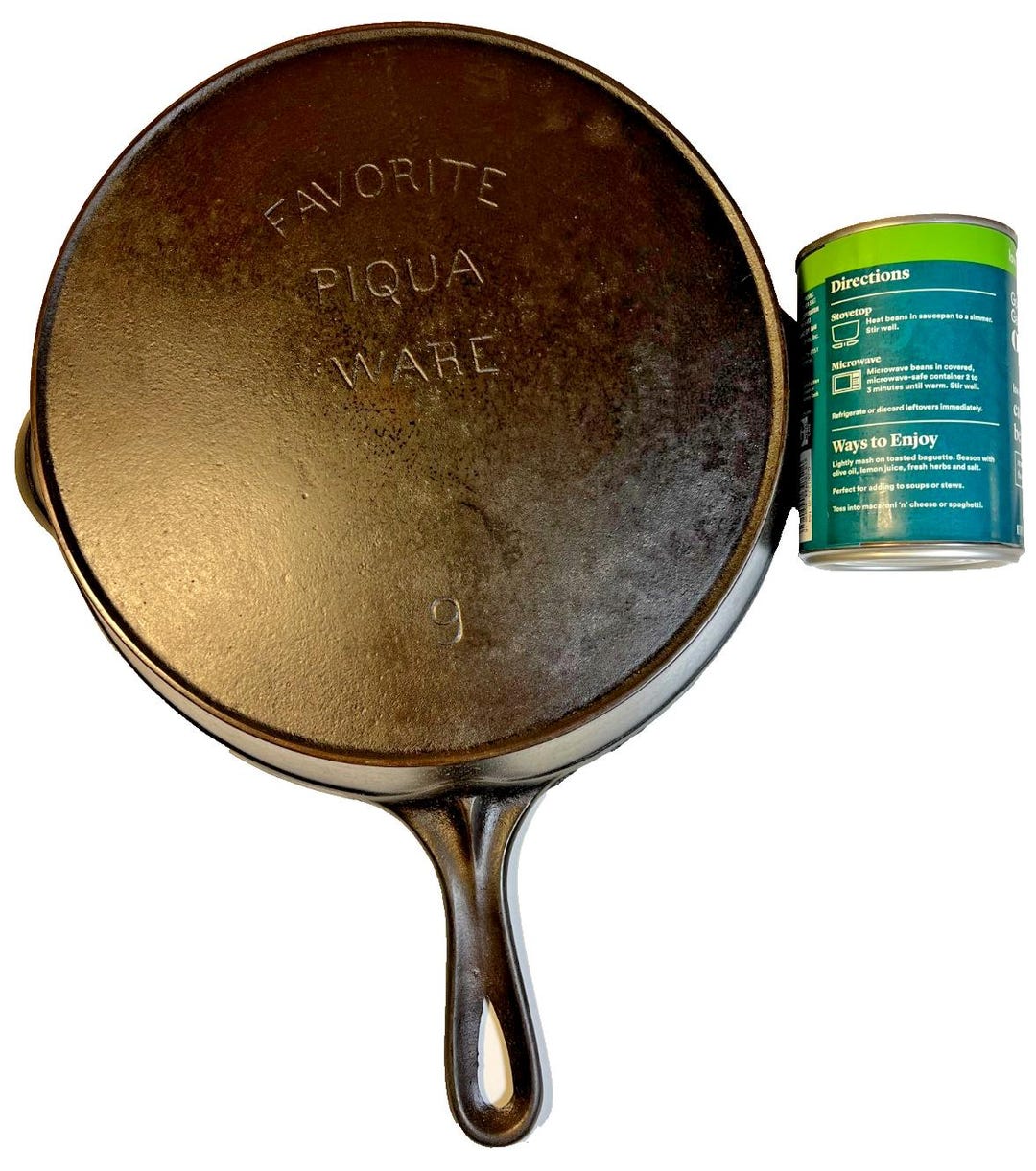 Antique Favorite Piqua Ware #9 Cast Iron Skillet Pan Flat Smooth Pre ...