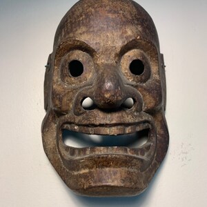 Antique Wooden Japanese (japan) Mask - Otobide 大飛出 O-tobide God Thunder ...