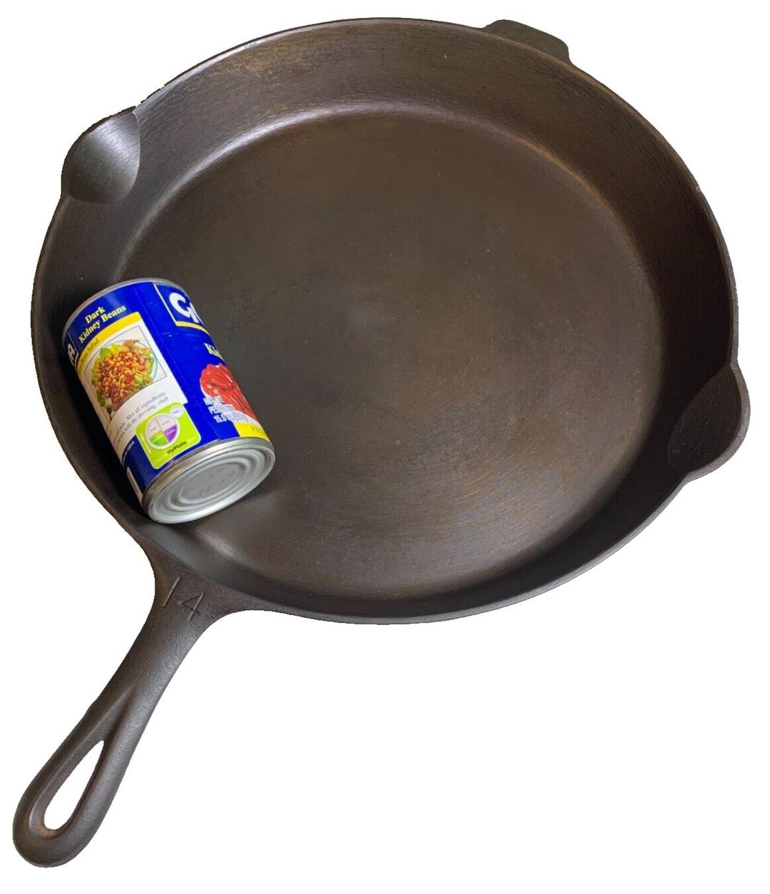 Massive Huge Extra Large Cast Iron Fry Pan Skillet #14 15.25" Wagner ...