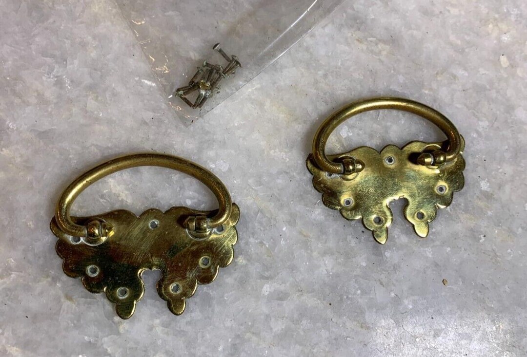 Antique Vintage Brass Metal Asian Chinese Handle Handles Drop Pull ...