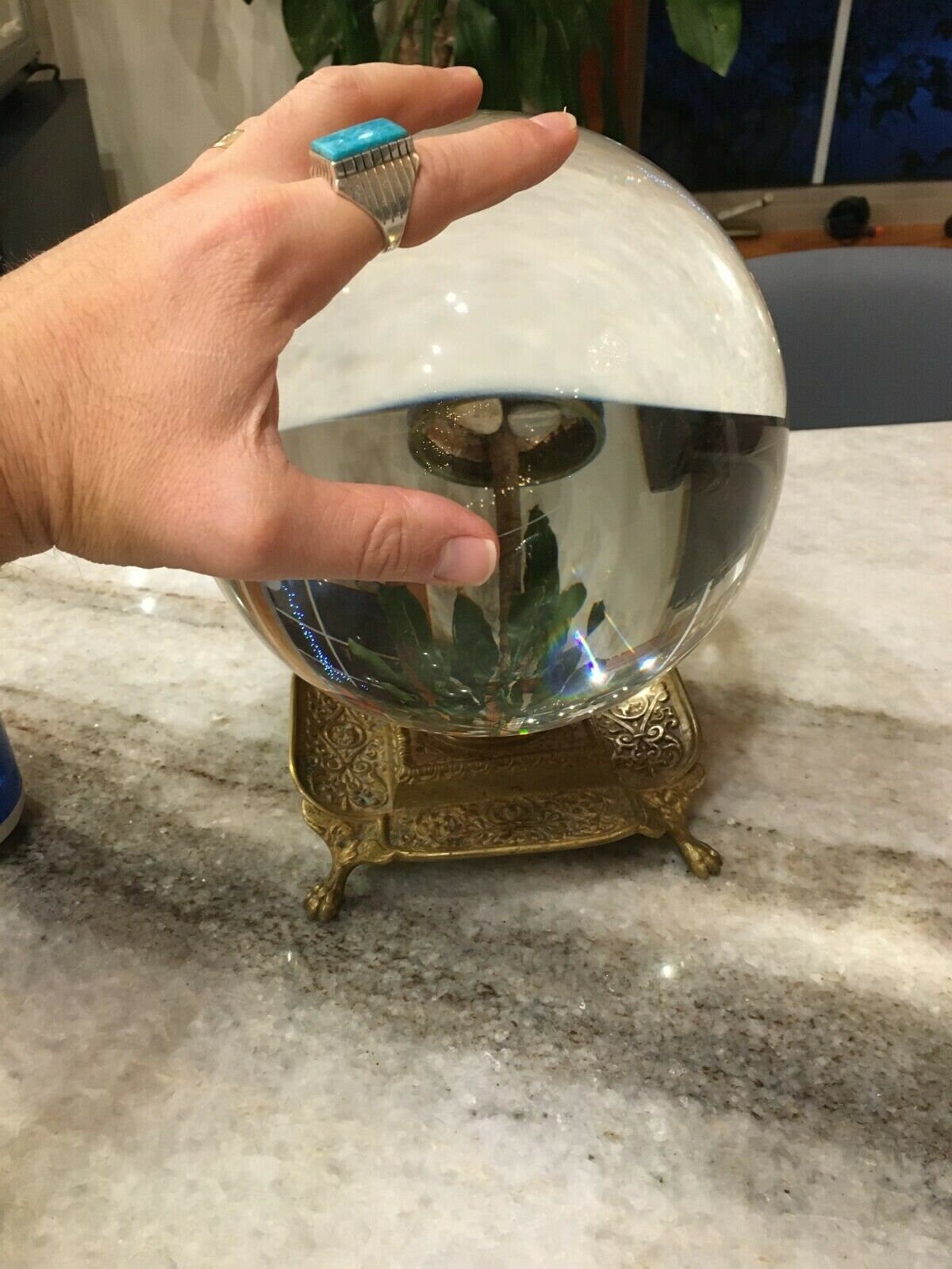 MASSIVE 8 Antique Crystal Ball w/Ornate Brass Stand | Etsy