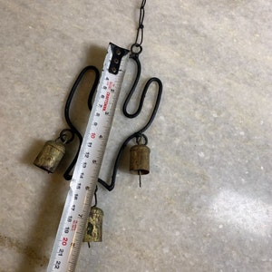 Vintage Metal Steel Wrought Iron Cactus Bell Bells Wind Chime Chimes ...