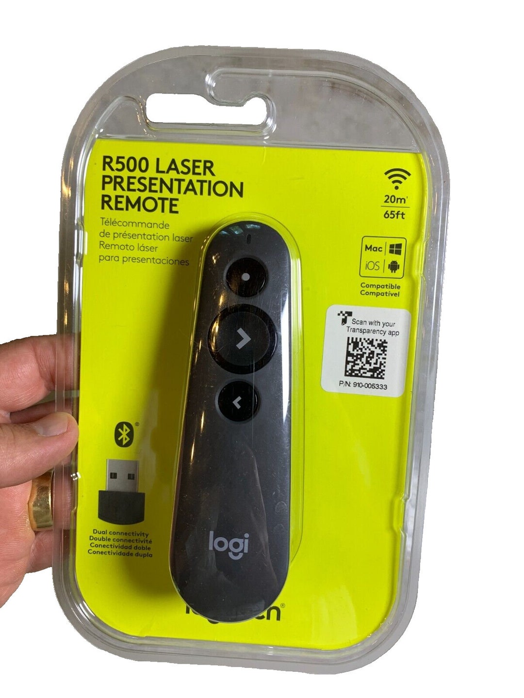 Logitech R500 Laser Presentation Remote Dual Connectivity Bluetooth or ...