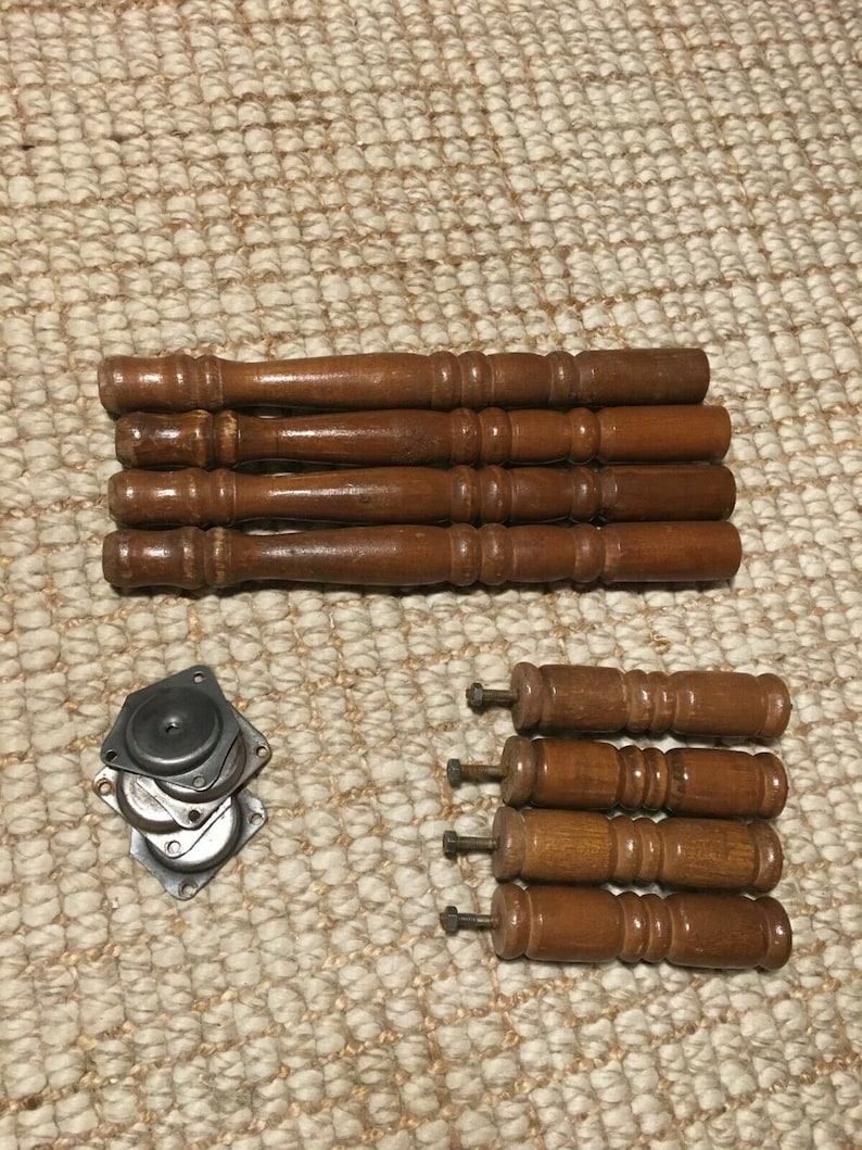 Vintage 1960-70s Brown Wooden Table Legs W/mounting Hardware, Second ...