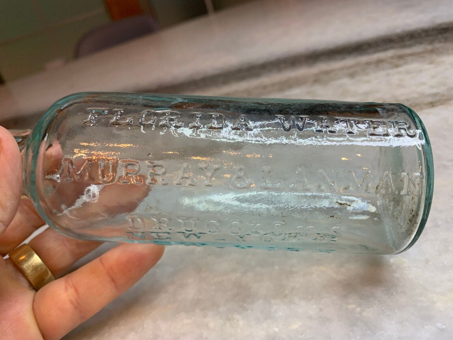 Antique Bottle florida Water Applied Top New York Spiritual Water Holy ...