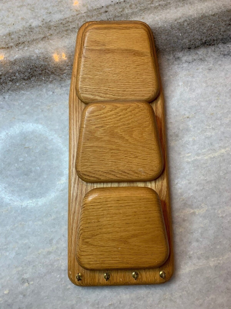Vintage Mid Century Modern Mcm Oak Wall Wood Letter Mail Key Holder ...