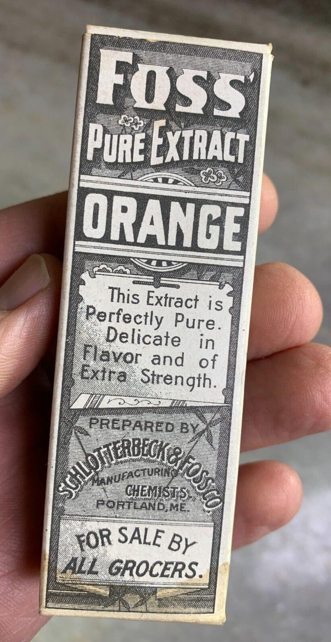 Antique Victorian Paper Box Foss Pure Fruit Extract Orange Flavor ...