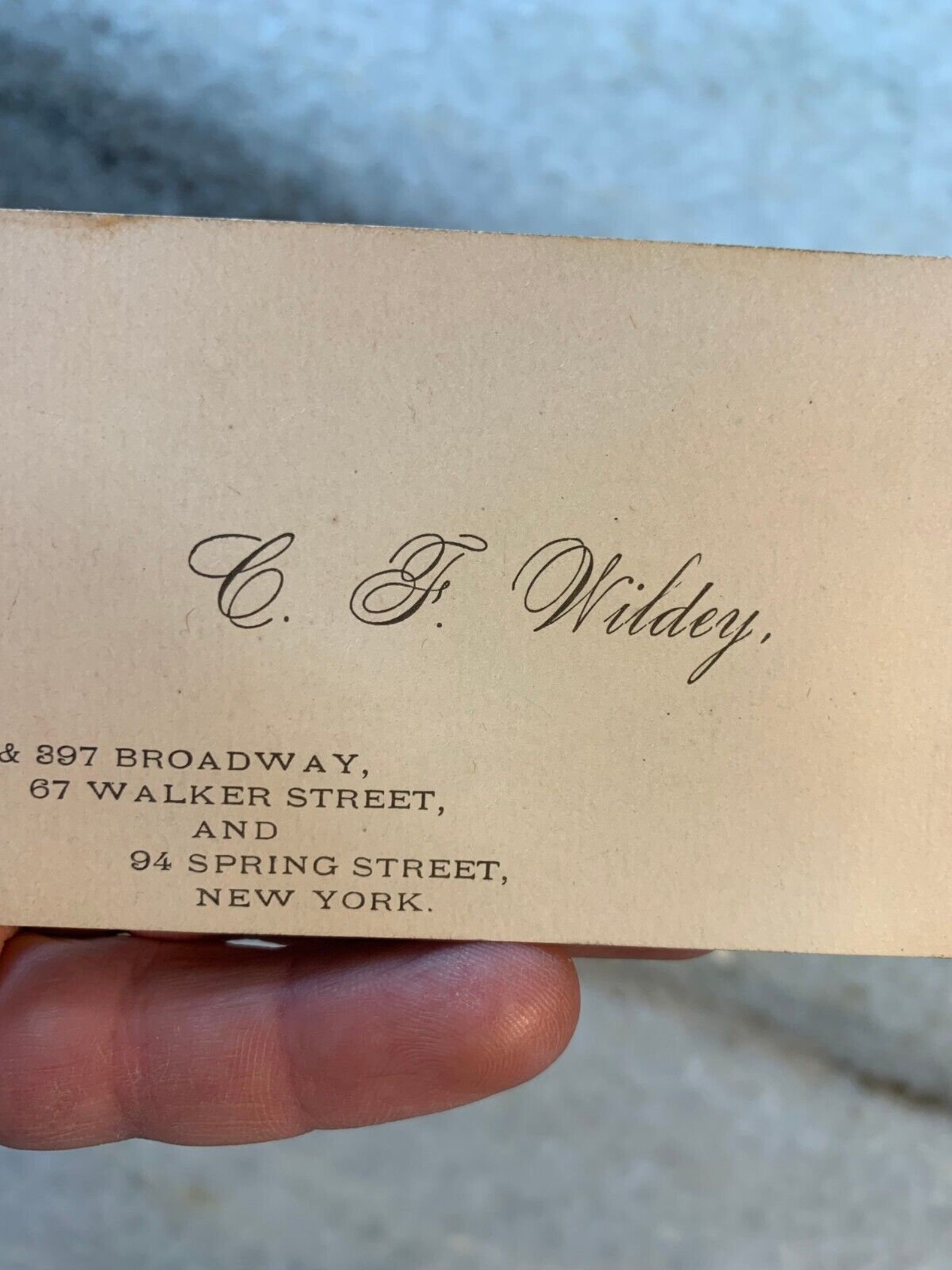 Rare Antique Victorian Business Card New York " Wildey " "no Email" "no ...