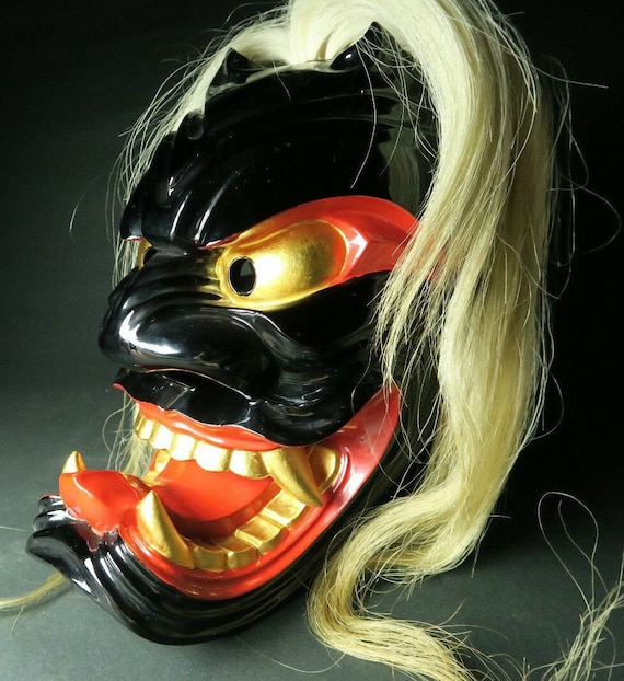 Master Craftsmanship Japanese Wooden BURYU ONI Mask Japan | Etsy