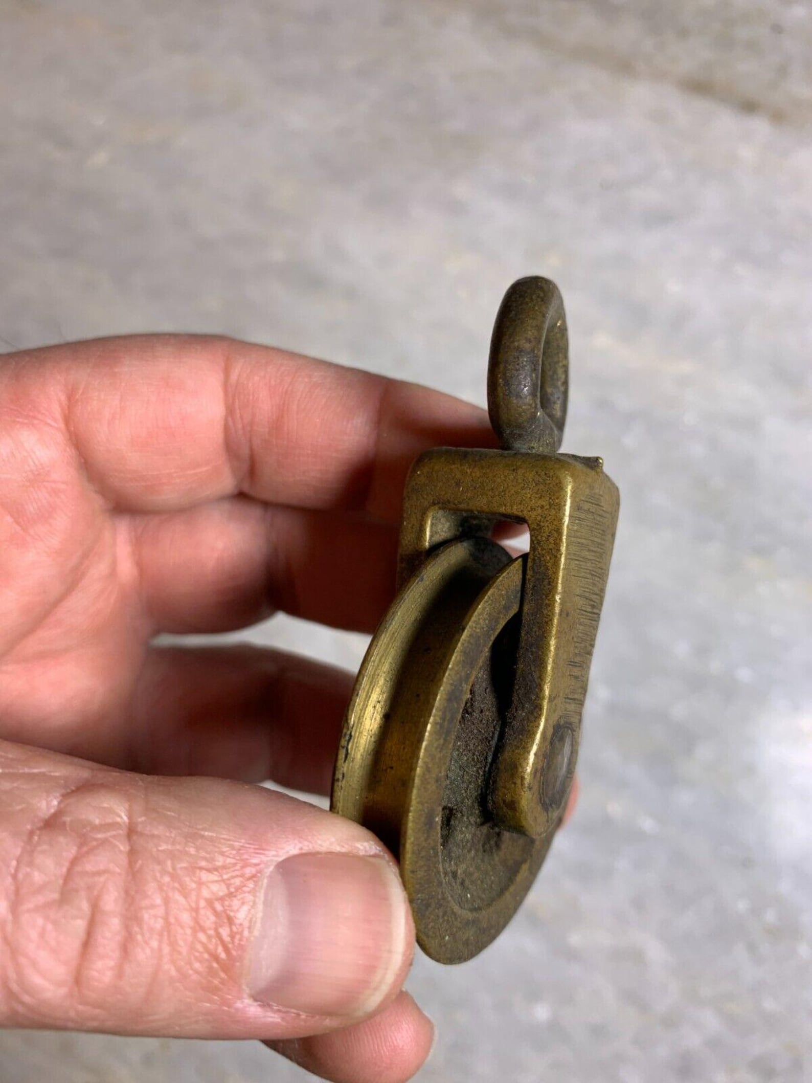 Antique Vintage Small Little Solid Brass Pulley Pullely Wheel Block and ...