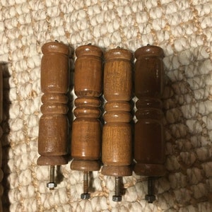 Vintage 1960-70s Brown Wooden Table Legs W/mounting Hardware, Second ...