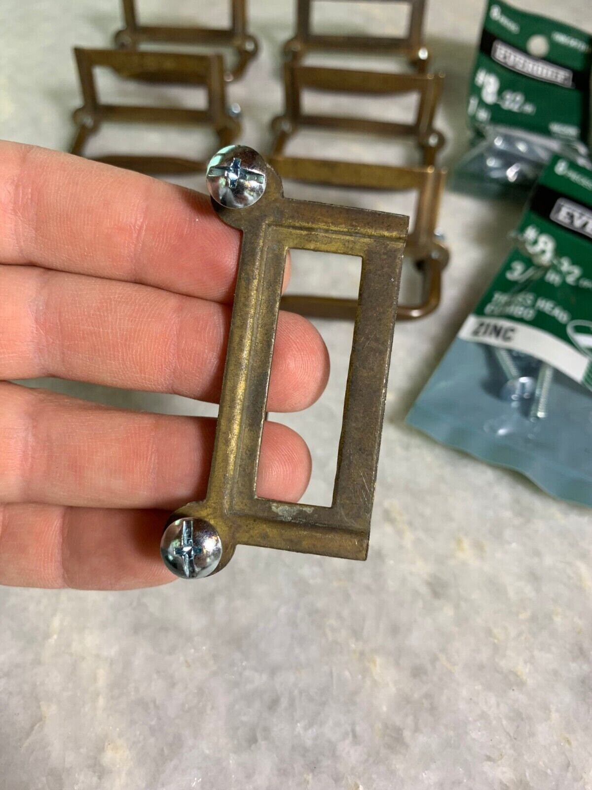 Antique Vintage Set of Six 6 Brass Drawer Pulls Handles Knobs W ...