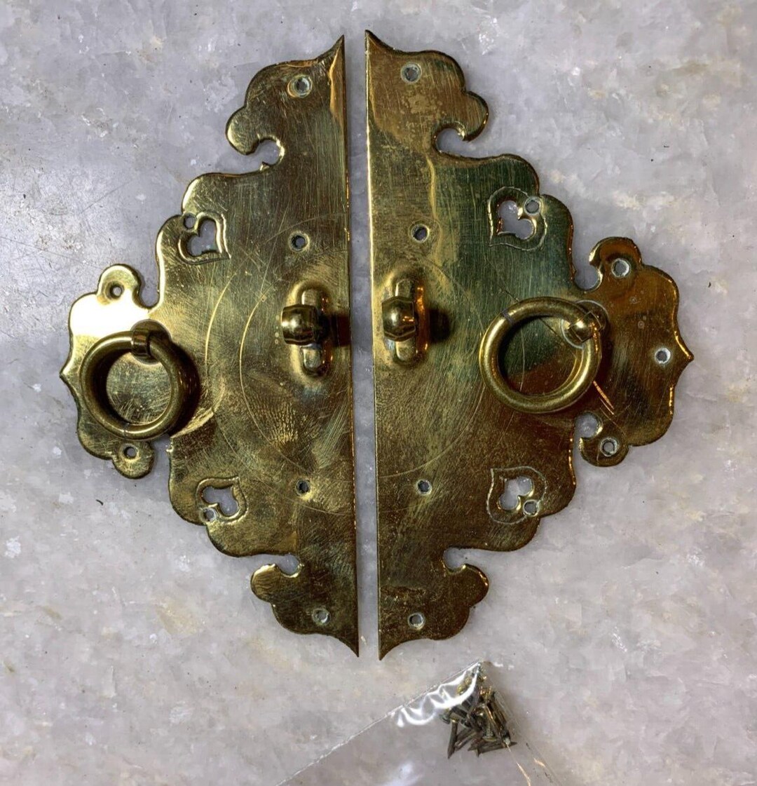 Antique Vintage Brass Metal Asian Chinese Chest Trunk Box Pull Pulls ...