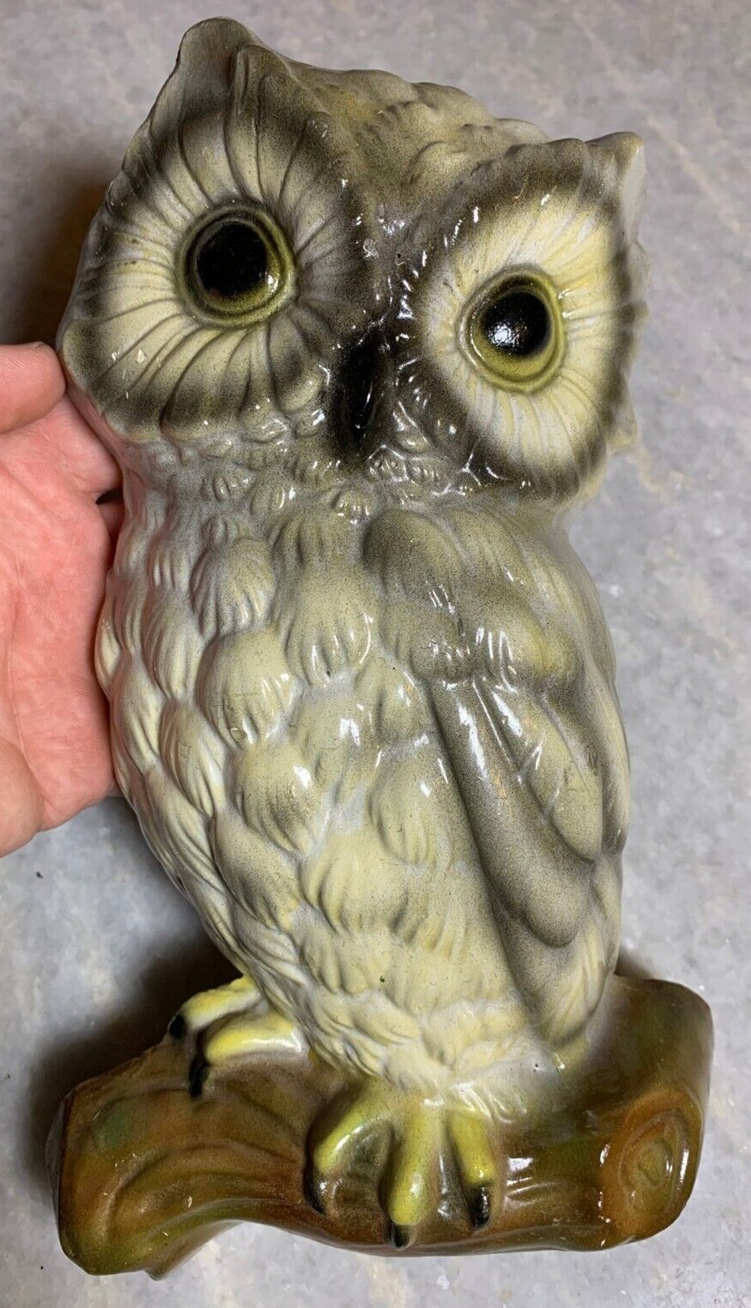 Antique Vintage Mid Century Chalkware Chaulkware Owl Figure Wall Plaque ...
