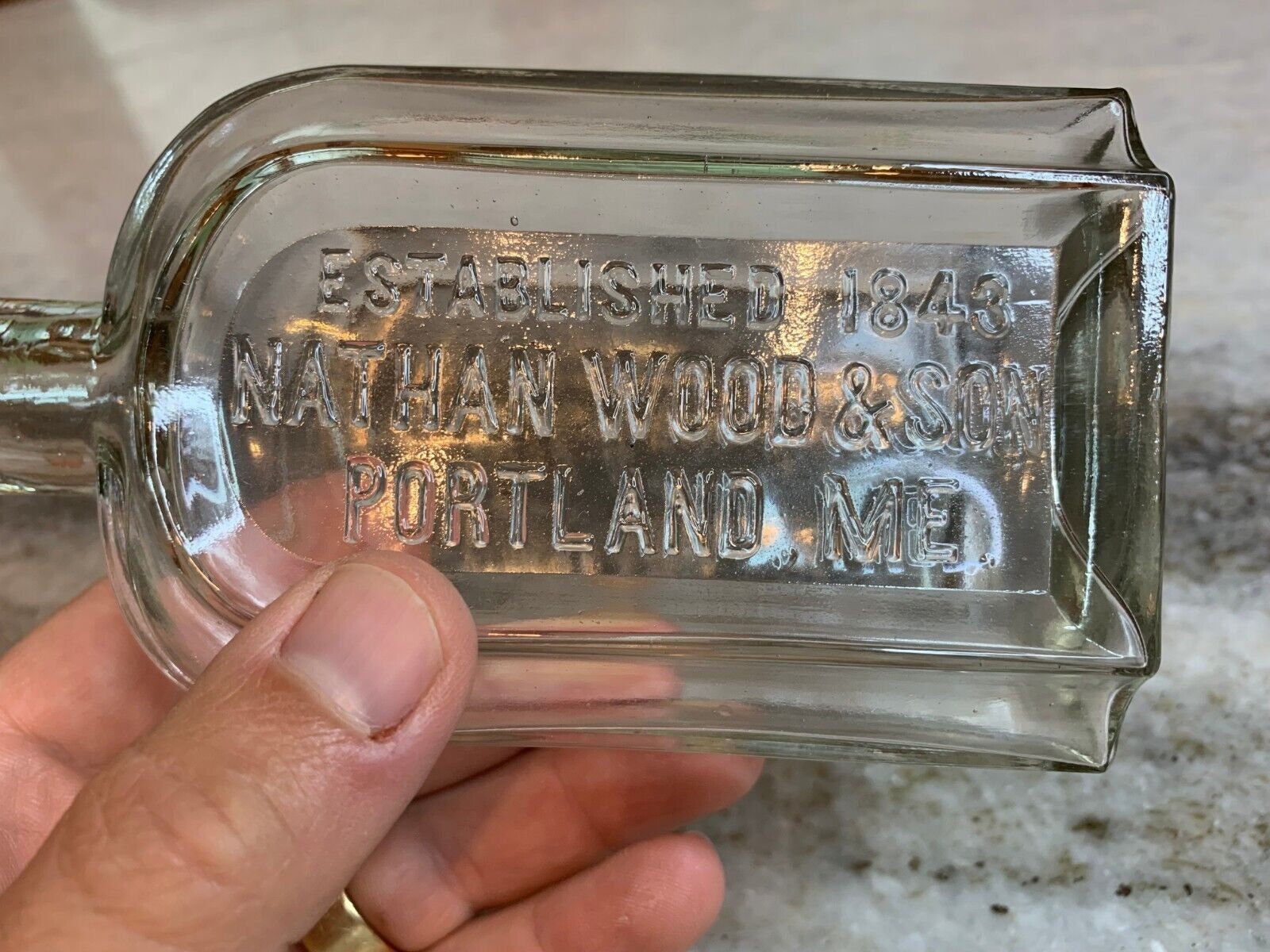 Rare: Antique Nathan Wood & Son Glass Bottle Portland, Maine Embossed ...