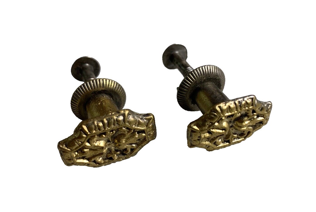 Vintage Antique Mid Century Small Tiny Brass Pull Knob Knobs Handle ...