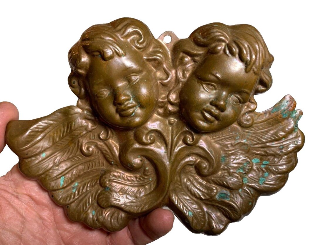 Antique Vintage Stamped Copper Heavenly Angel Angels Cherub Applique ...