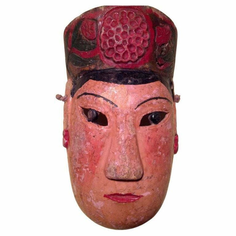Antique Maonan Nuo Chinese Mask Used in Agricultural Dances Ca1930s Sw ...